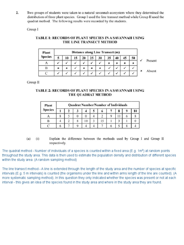 Quadrat and Line Transect Methods Explained | PDF