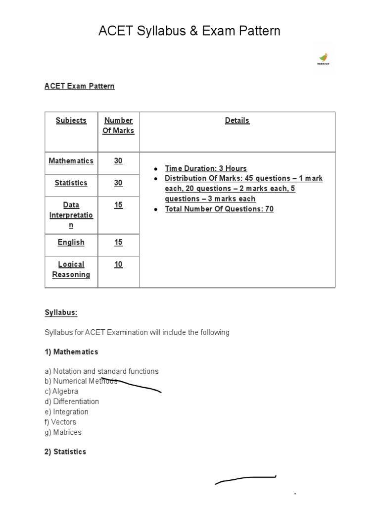 ACET Topics | PDF | Probability Distribution | Variance