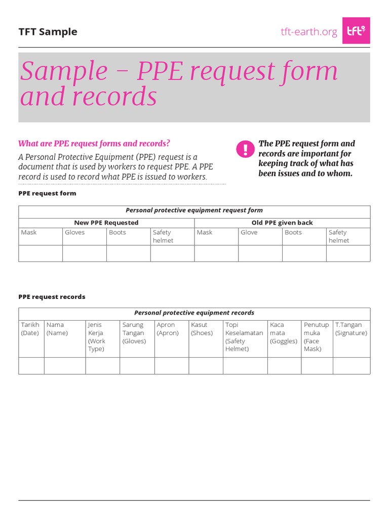 Sample PPE Request Form and Records | PDF