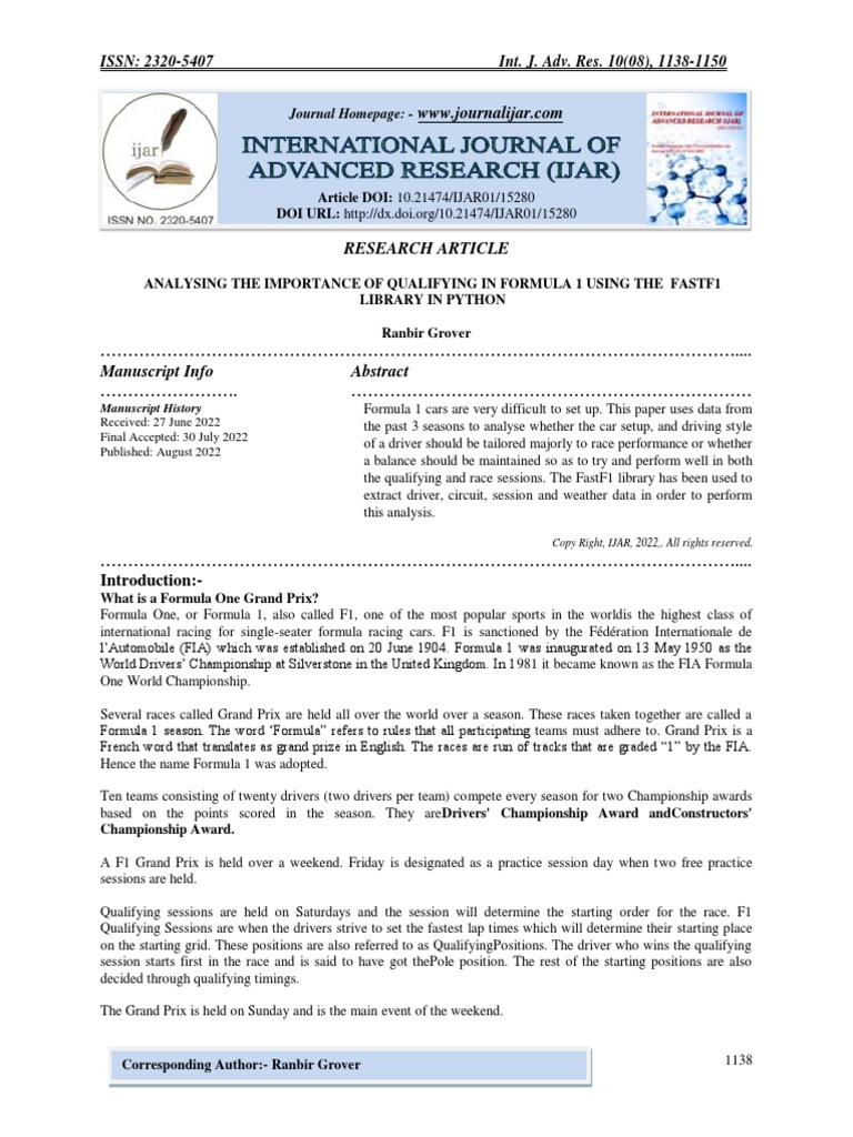 Analysing The Importance of Qualifying in Formula 1 Using The Fastf1 ...