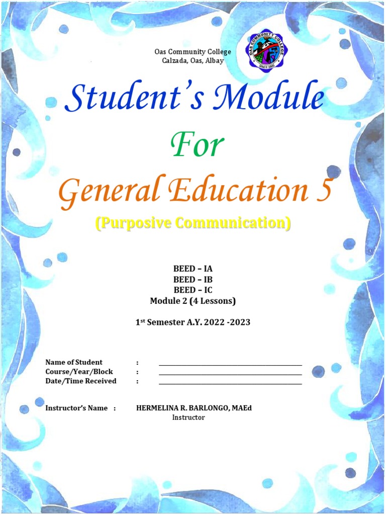 General Education 5 Purposive Communication Module 2 | PDF | Public ...