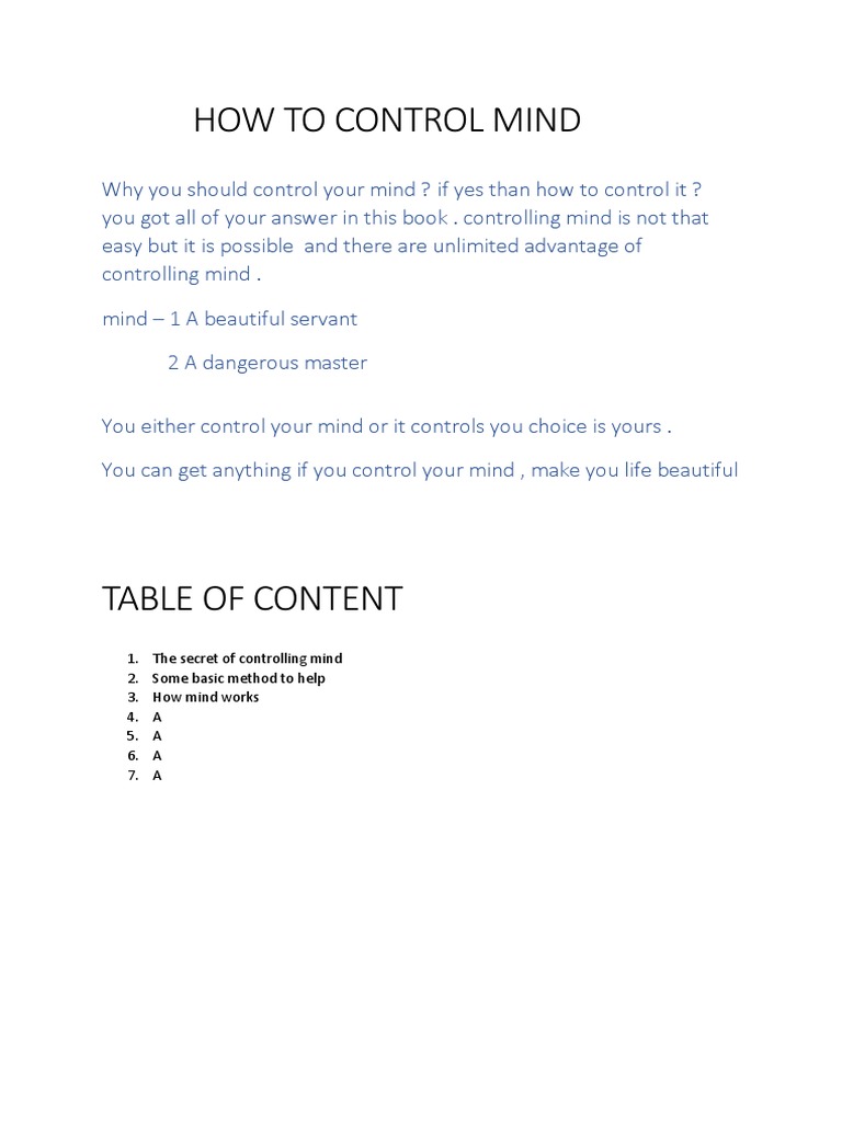 How To Control Mind | PDF | Self-Management | Self Control