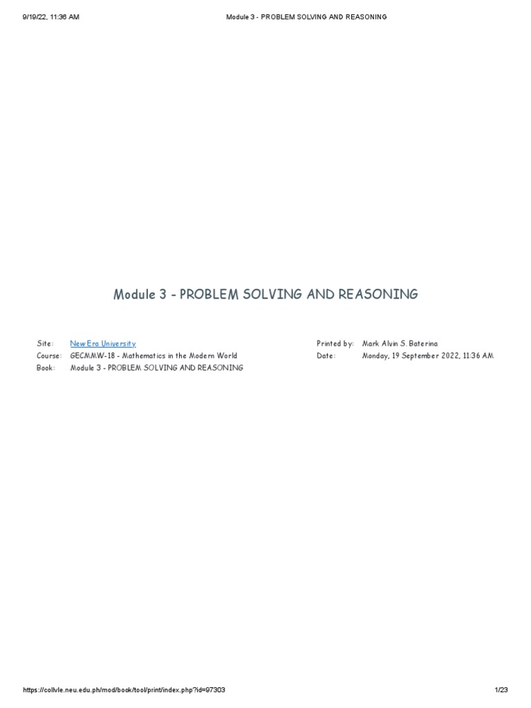 Module 3 - PROBLEM SOLVING AND REASONING | PDF | Inductive Reasoning ... Module 3 - PROBLEM SOLVING AND REASONING | PDF | Inductive Reasoning ...