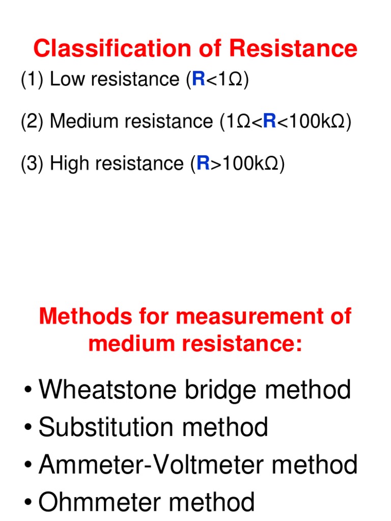 Classification of Resistance Measurement Methods | PDF ...