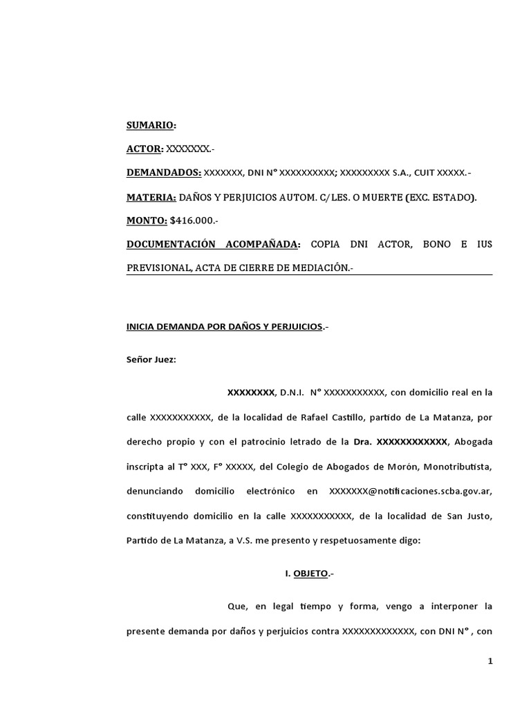 DEMANDA | PDF | Daños y perjuicios | Caso de ley