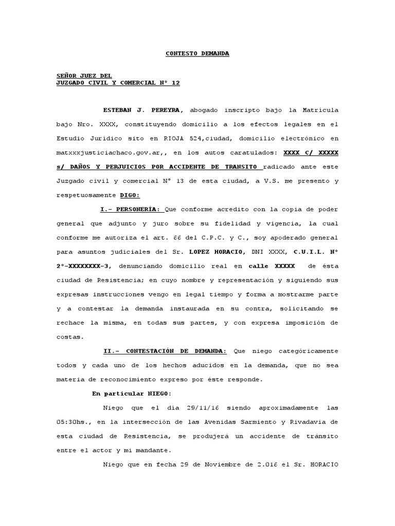 Modelo de Contestación de Demanda | PDF