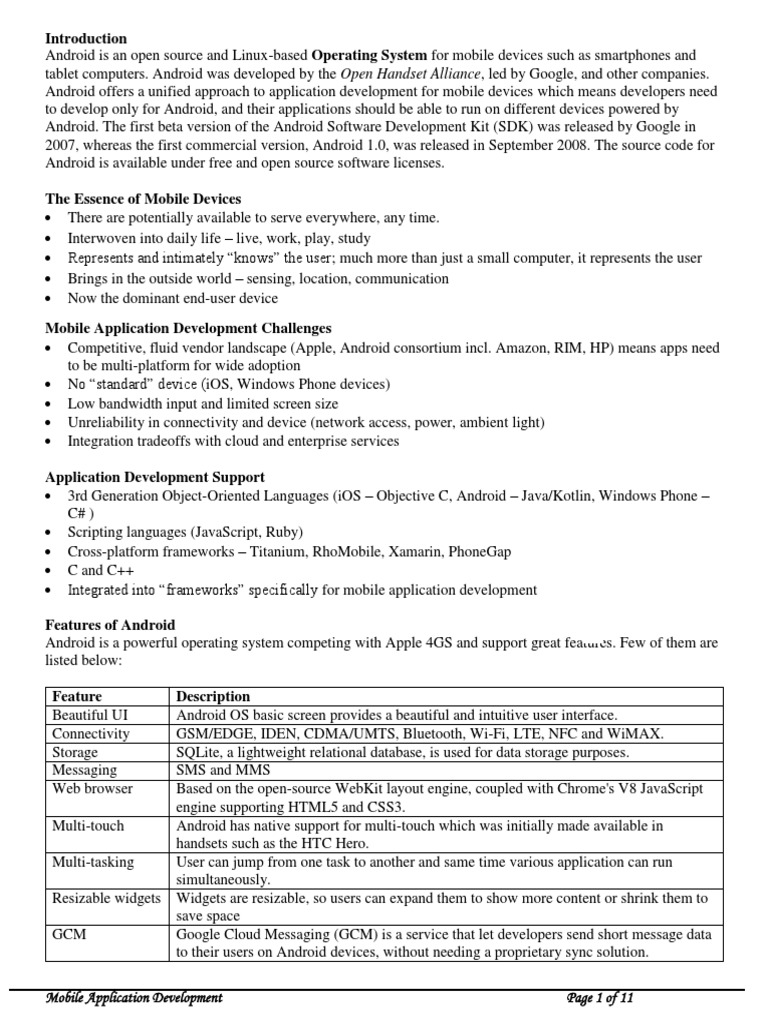 1 Introduction To Mobile Programming | PDF | Android (Operating System) | Computer Science