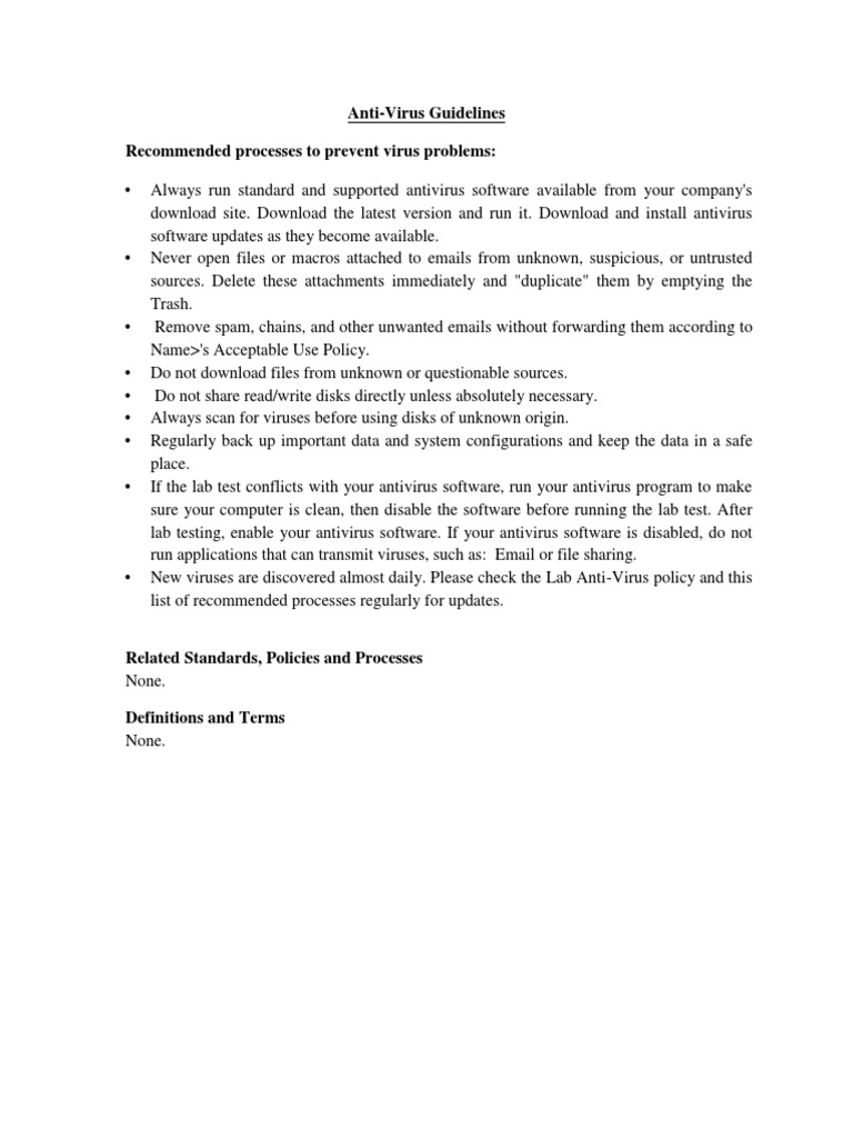 Anti Virus Guidelines | PDF | Computers