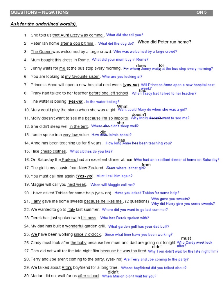 Qnold005 Ask For Underlined Word Questions | PDF