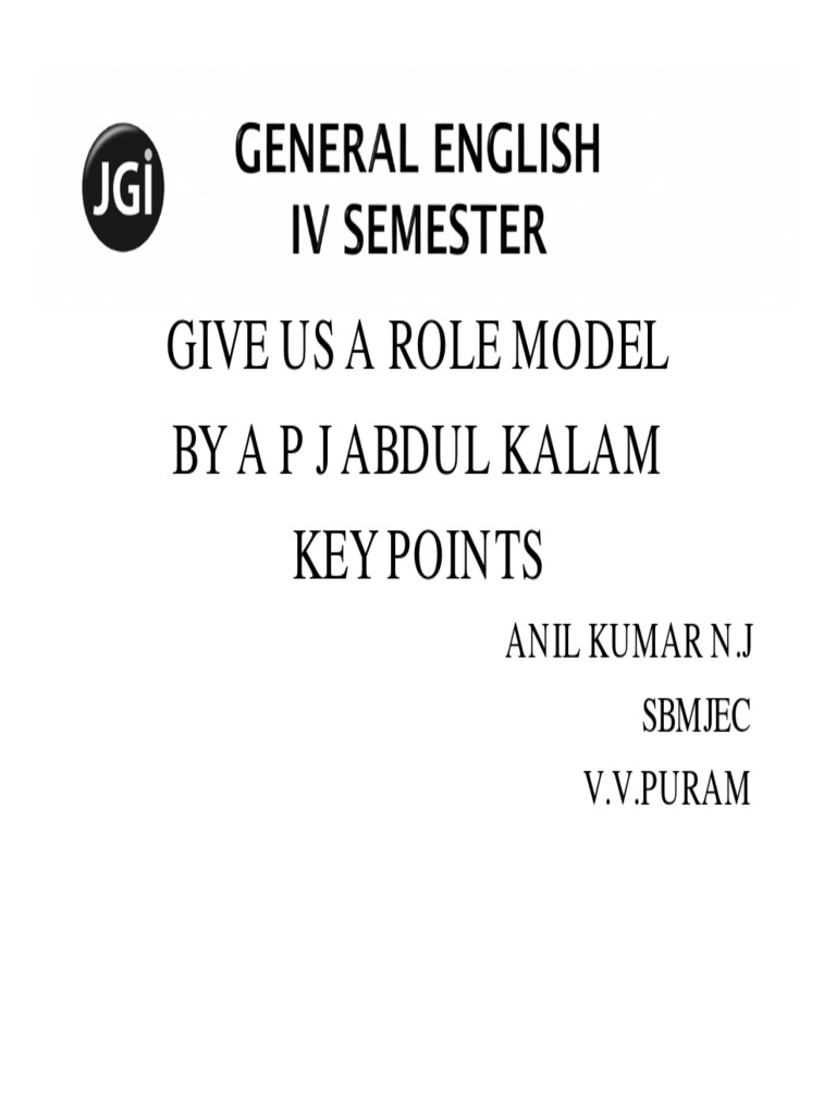 English IV Sem Give Us A Role Model | PDF