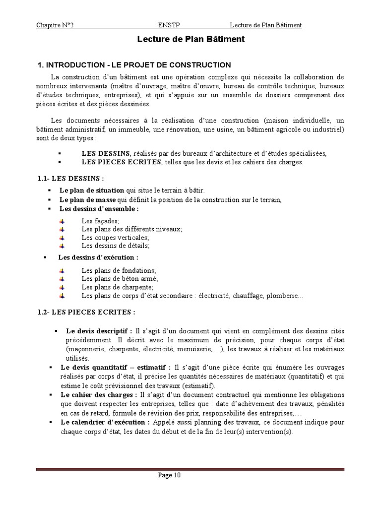 CHAPITRE-2-Lecture de Plan Bâtiment | PDF | Béton armé | Ingénierie civile