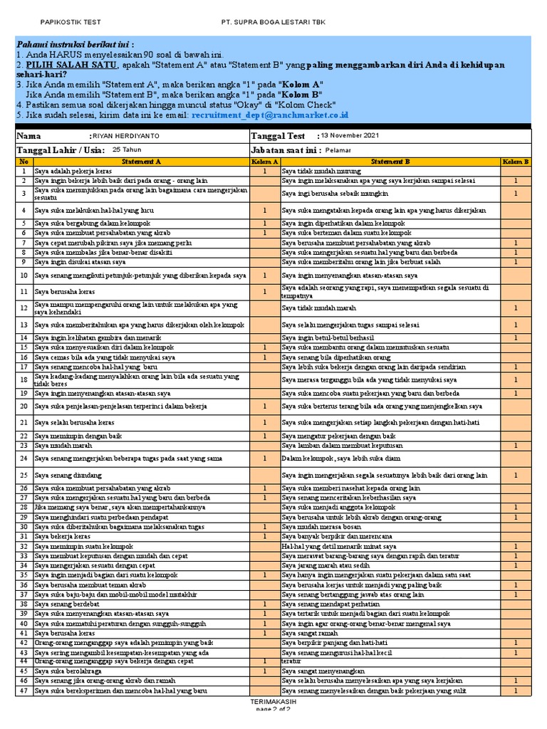 Papikostik Soal (B. Indo) | PDF