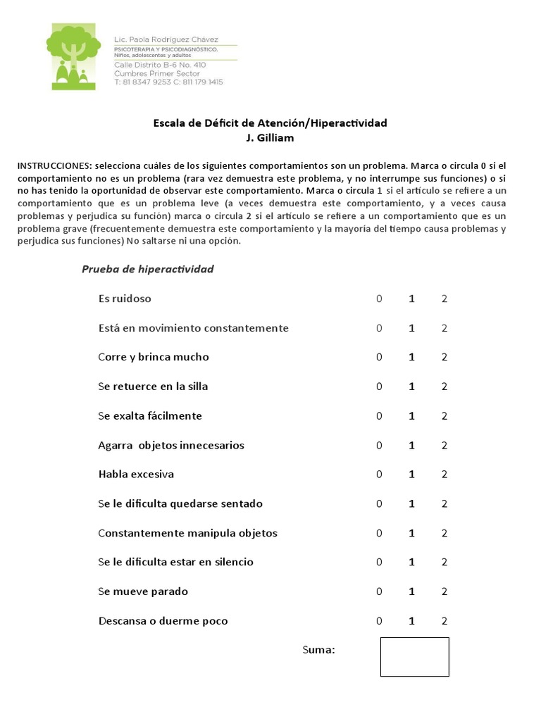 Cuestionario Inatención-1 | PDF | Desorden hiperactivo y deficit de ...