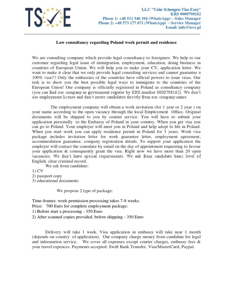 Poland Work Permit Consultancy Services | PDF | Travel Visa | Cultural ...