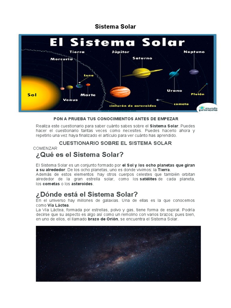 Sistema Solar para Niños | PDF | Sistema solar | Planetas