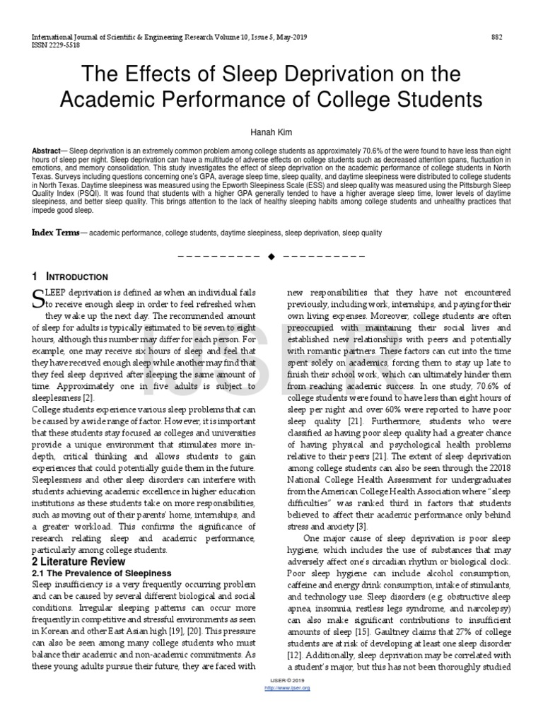 The Effects of Sleep Deprivation On The Academic Performance of College Students | PDF | Sleep ...