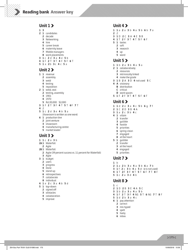 B1 Reading Bank Answer Key | PDF | Economies