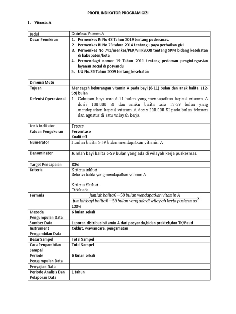 Profil Indikator Nasional Program Gizi Dan Kespro | PDF | Kesehatan Holistik