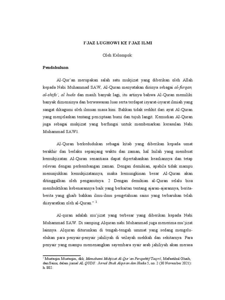 I'jaz Lughowi Ke I'jaz Ilmi | PDF