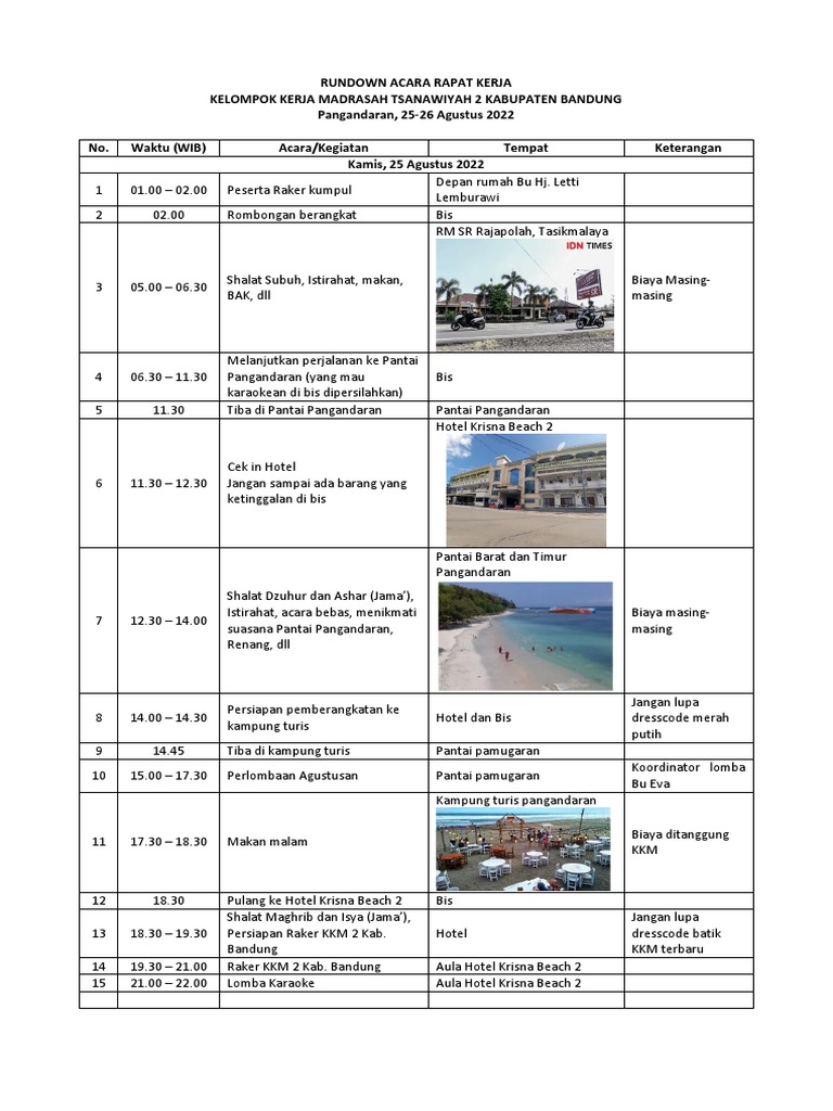 Rundown Acara Rapat Kerja | PDF