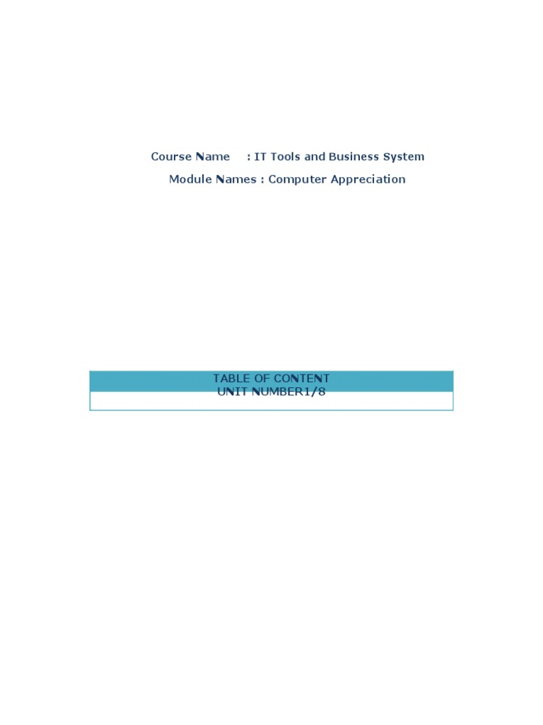 IT Tools and Business System - Module 1 | Download Free PDF | Computer Data Storage | Input/Output