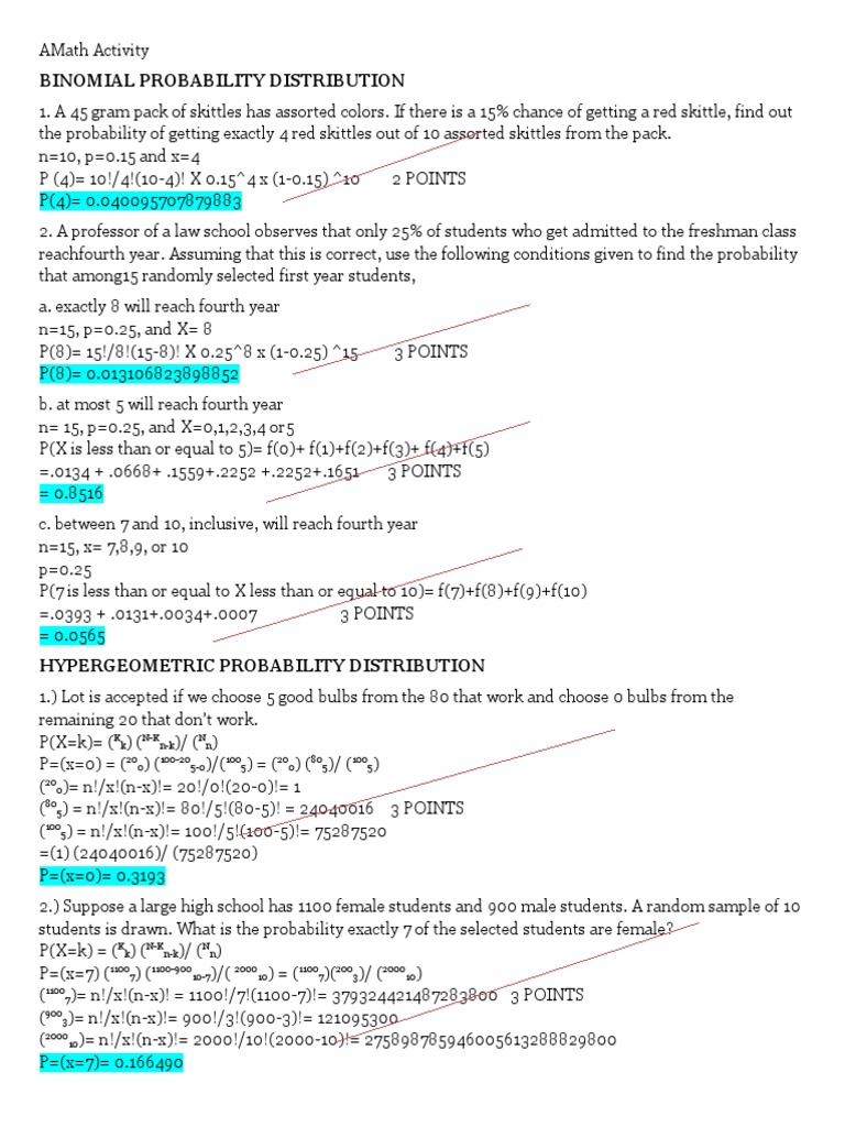 AMATH Activity Group 1 | PDF | Probability Distribution | Probability