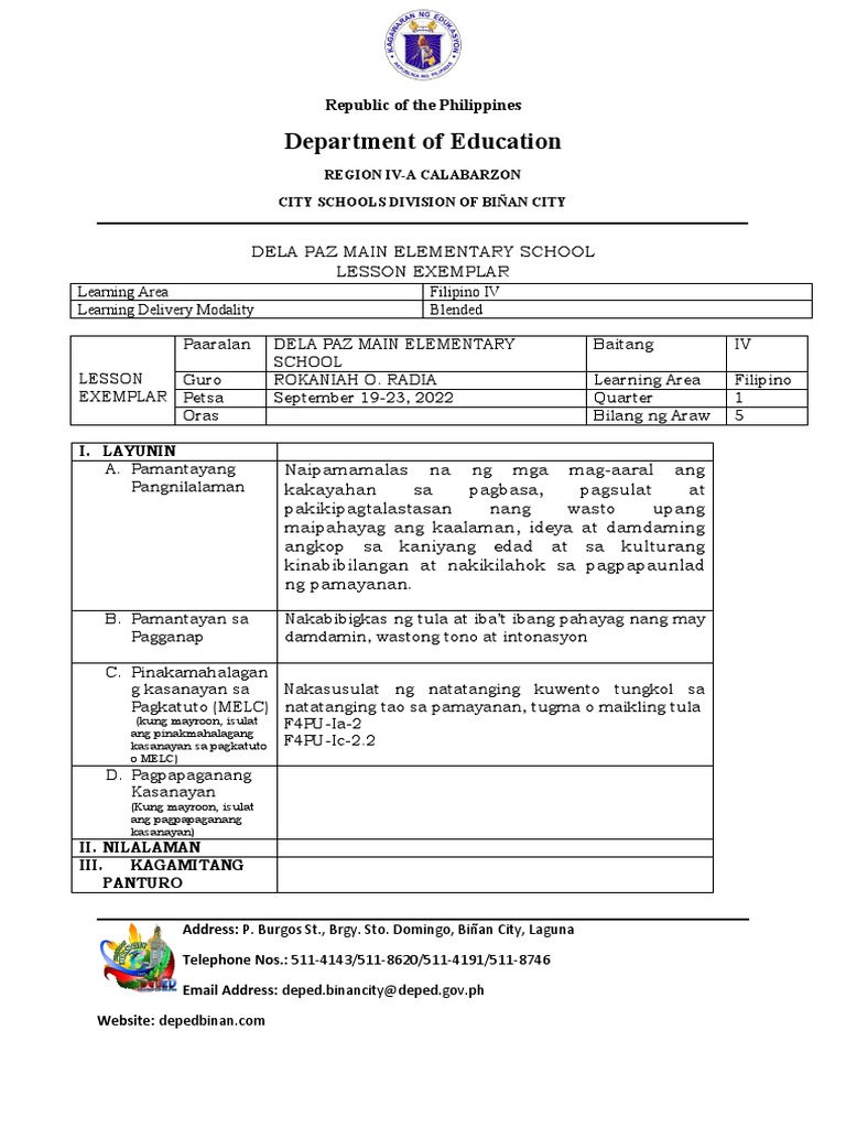LE - FILIPINO-4 - Q1 - Week 5 | PDF