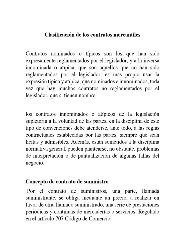 Clasificación de Los Contratos Mercantiles | PDF | Propiedad | Justicia