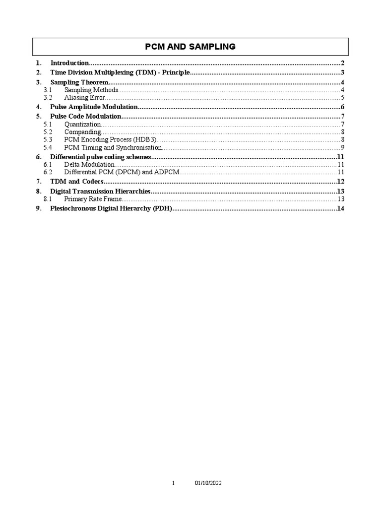 COMM1208 Unit6 PCM Sampling | PDF | Sampling (Signal Processing) | Analog To Digital Converter