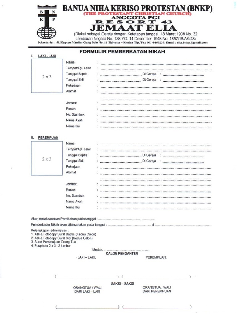 Formulir Gereja Vemi OK | PDF