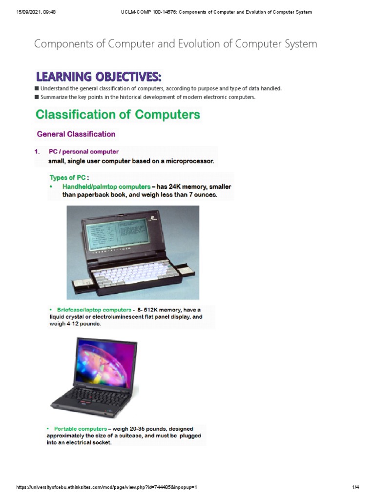 UCLM-COMP 100-14576 - Components of Computer and Evolution of Computer ...