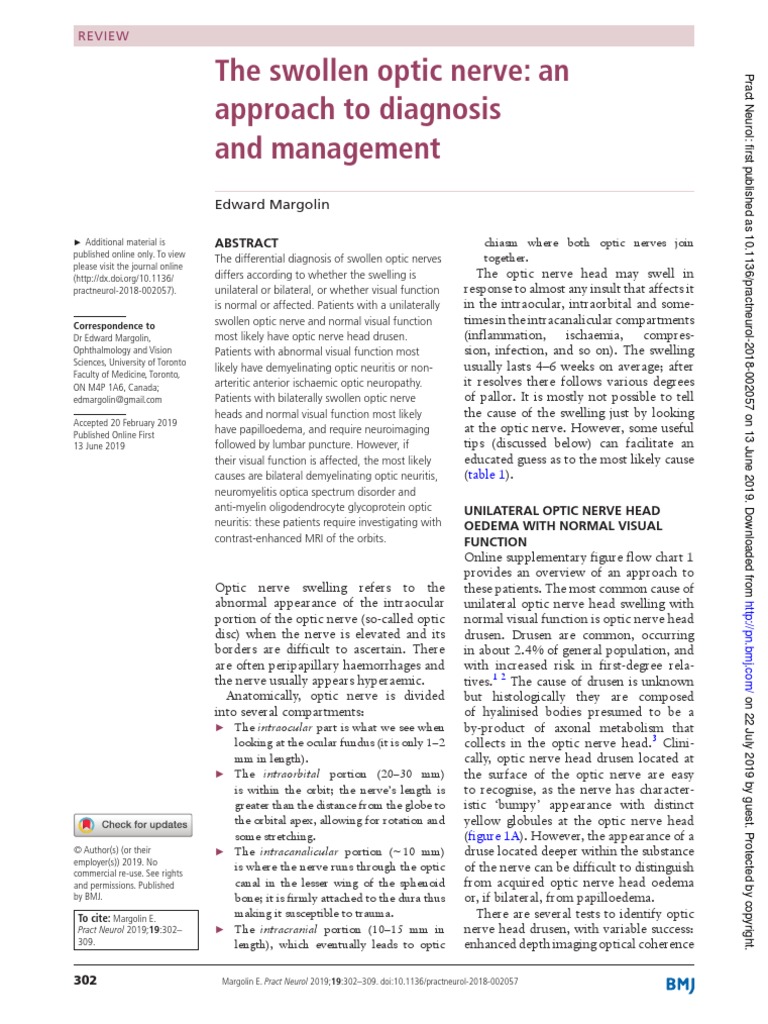 The Swollen Optic Nerve: An Approach To Diagnosis and Management | PDF ...