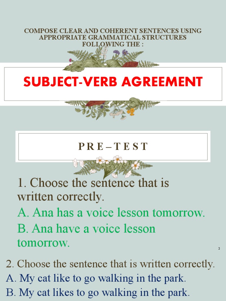 Subject Verb Agreement | PDF | Grammatical Number | Subject (Grammar)