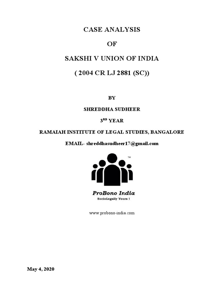 Sakshi v Union of India Case Analysis | PDF | Rape | Sexual Intercourse