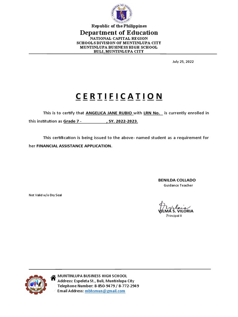 UPDATED Enrolment Certificate 2 | PDF | Telecommunications | Computer ...
