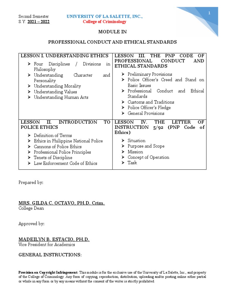 Module in Professional Conduct and Ethical Standards Copy 2 | PDF | Morality | Copyright