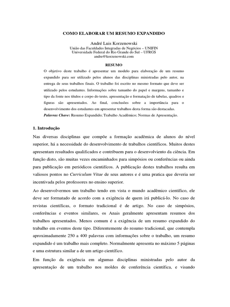 Como Elaborar Um Resumo - Expandido | PDF | Abstract (resumo) | Science