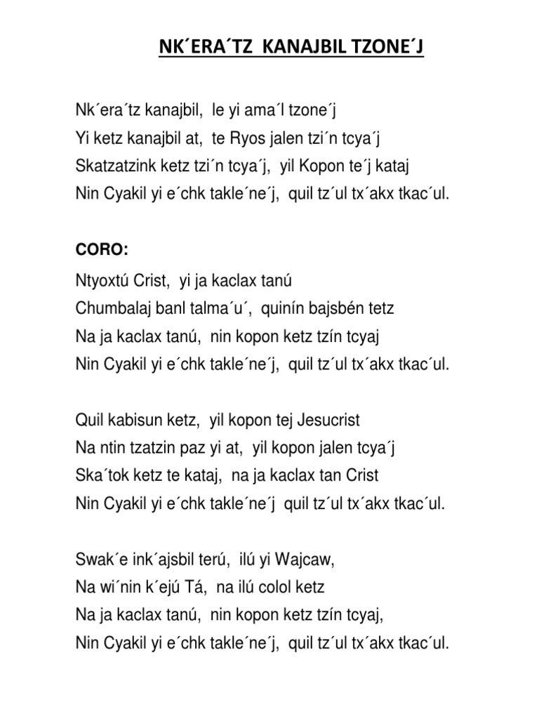 Cantos Católicos en Idioma Awakateko | PDF
