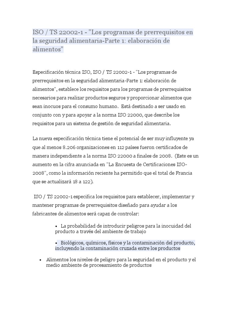 Iso 22002-1 | PDF | Organización internacional para la estandarización ...