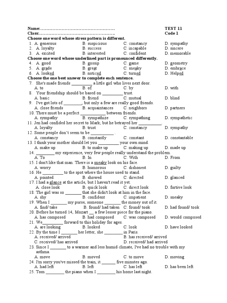 Test 11.1 U1+2+3 | PDF