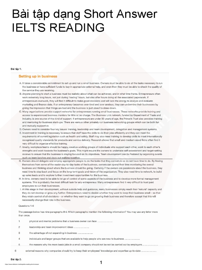 Short Answer Practice for IELTS Reading | PDF | Zoology | Organisms