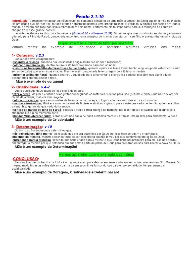 Dia Das Maes | PDF | Moisés | Mulher
