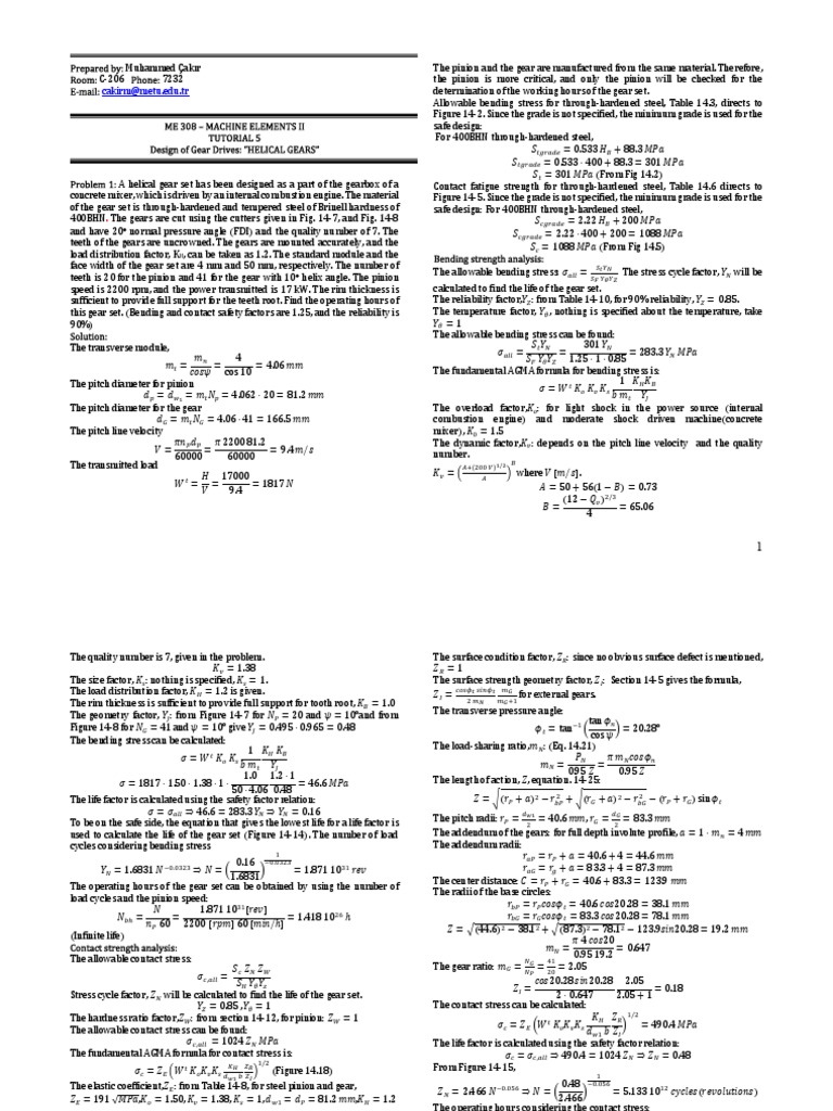 5 - Helical Gears | Download Free PDF | Gear | Bending