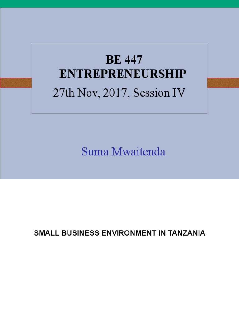 Lecture 3 PDF - Small Business Environment in Tanzania | PDF | Small And Medium Sized ...