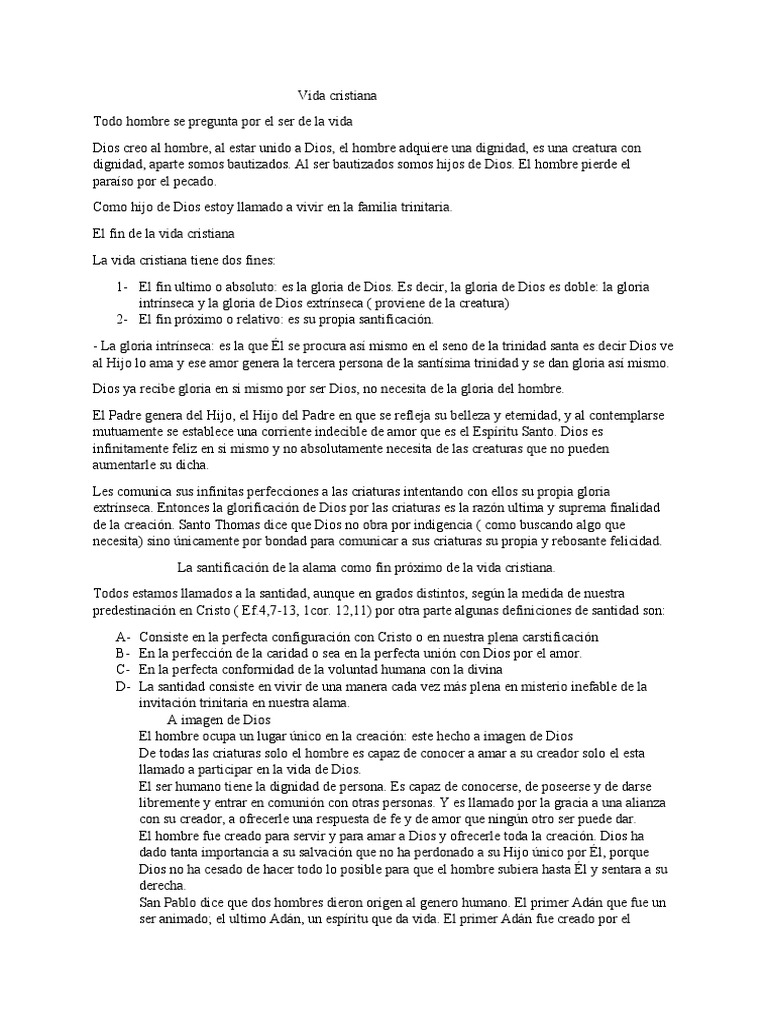 Resumen Vida Cristiana | PDF | Cristo (título) | Jesús