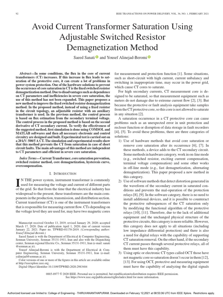 Avoid Current Transformer Saturation Using Power Delivery Download