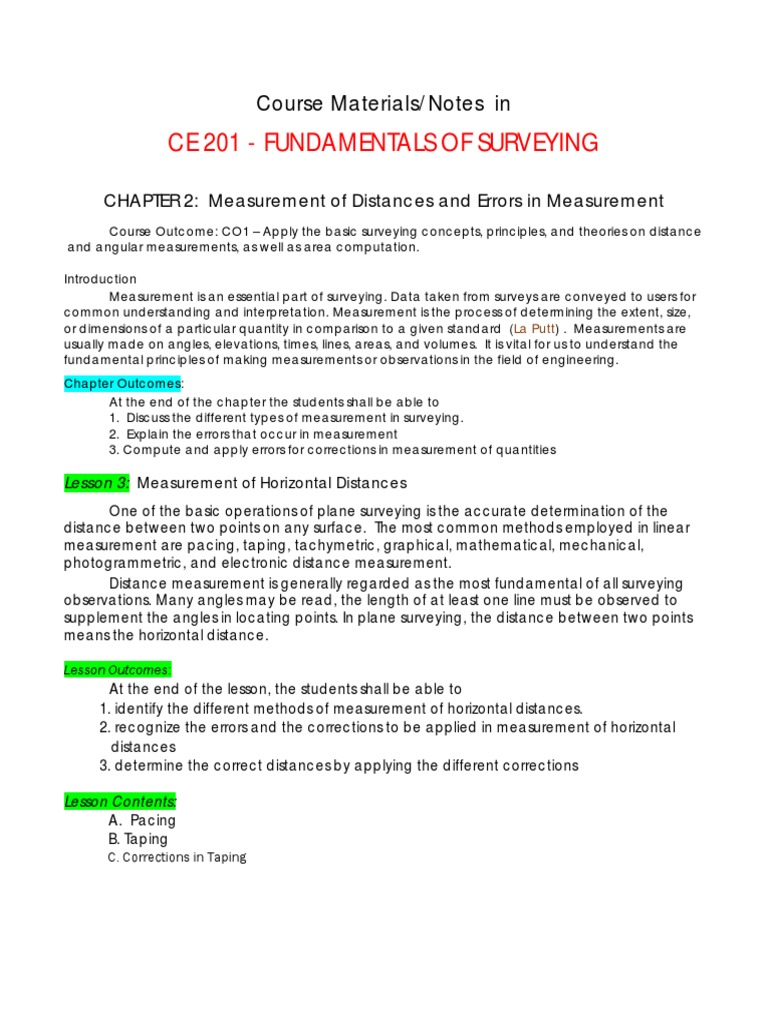 Chap2 - Measurement Errors F L3 | PDF | Surveying | Measurement