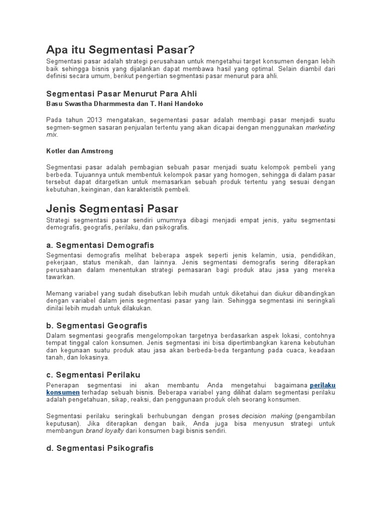 Apa Itu Segmentasi Pasar | PDF | Bisnis