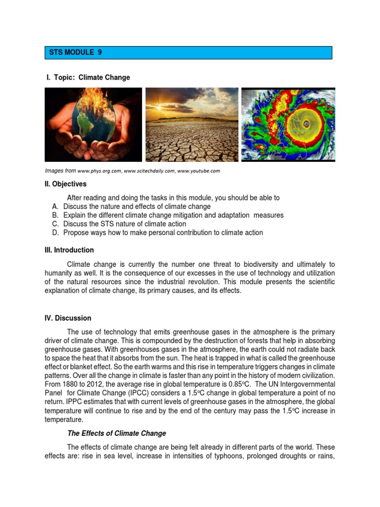 STS Module 9 Climate Change | PDF | Climate Change | Climate Change Mitigation