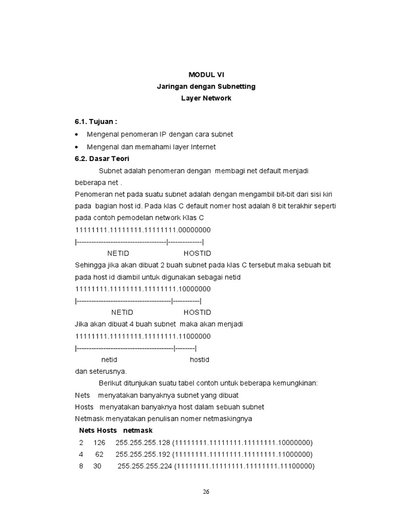 Modul Vi Praktek Subneta | PDF | Komputer